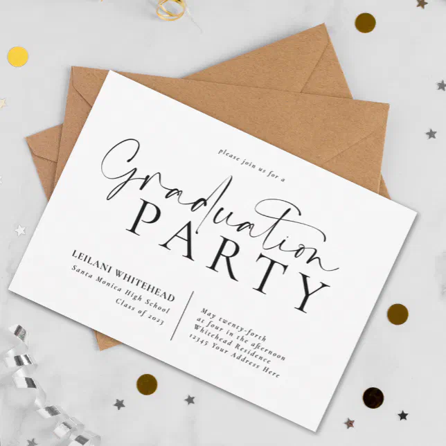 Modern Typography Graduation Party Invitation | Zazzle
