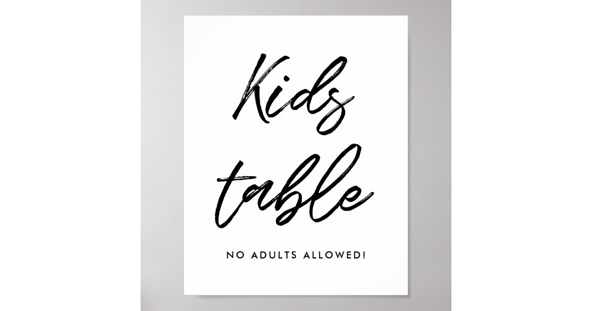 Modern typography Kids table wedding sign | Zazzle