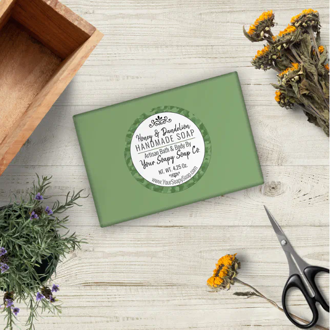 Modern Typography Men's Soap Green Camouflage Classic Round Sticker ...