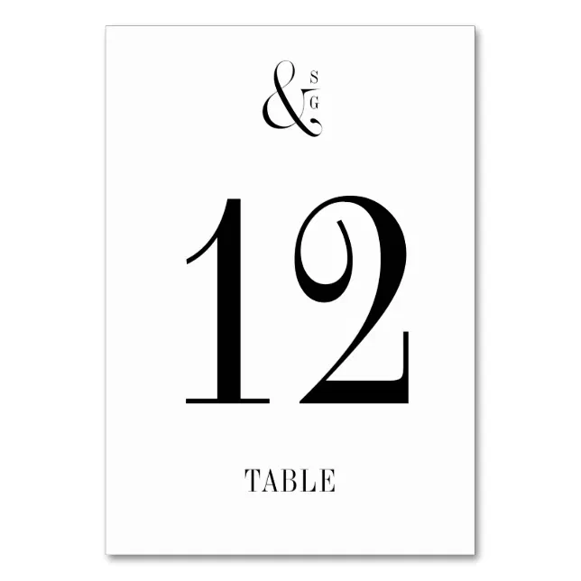 Modern typography minimalist monogram table card | Zazzle