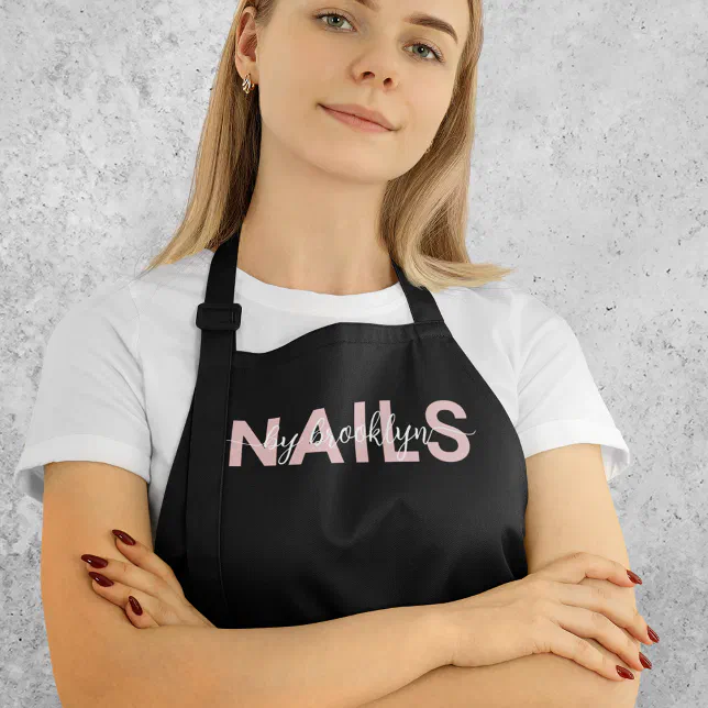Modern Typography Nail Artist Apron | Zazzle