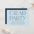 Modern Typography Navy Blue Graduation Party Invitation | Zazzle