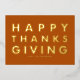 Modern Typography Orange Happy Thanksgiving Gold Foil Holiday Card | Zazzle