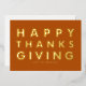 Modern Typography Orange Happy Thanksgiving Gold Foil Holiday Card | Zazzle