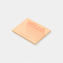 Modern Typography Orange Hello Post-it Notes | Zazzle