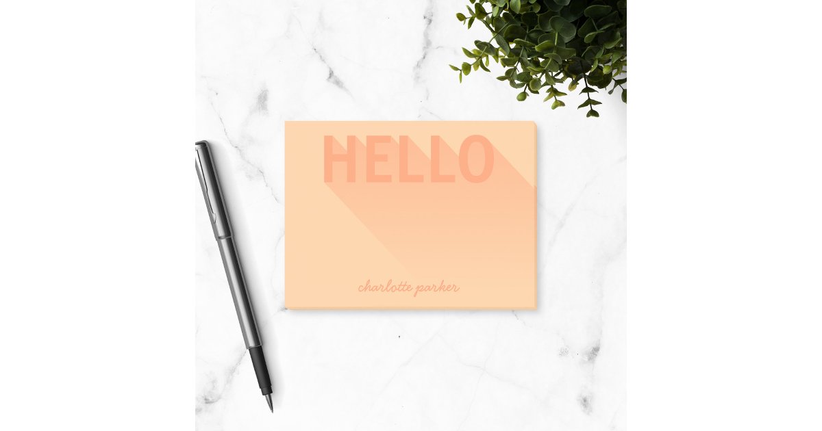 Modern Typography Orange Hello Post-it Notes | Zazzle