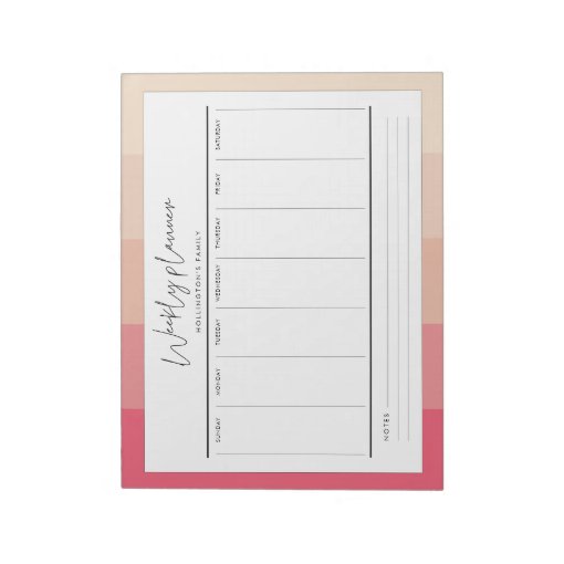 Modern typography pastel stripes weekly planner notepad | Zazzle