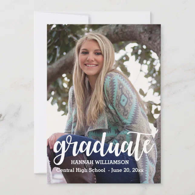 Modern Typography Photo Graduation Announcement | Zazzle