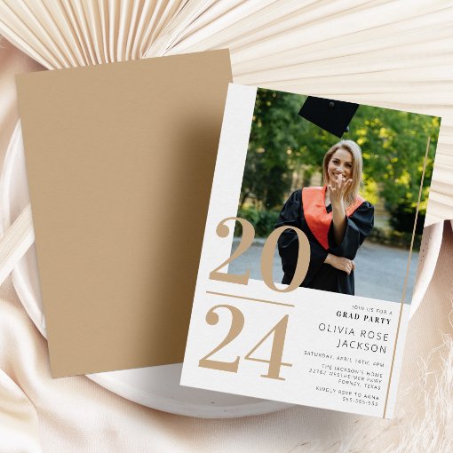 Modern Typography Photo Graduation Party Invitation | Zazzle