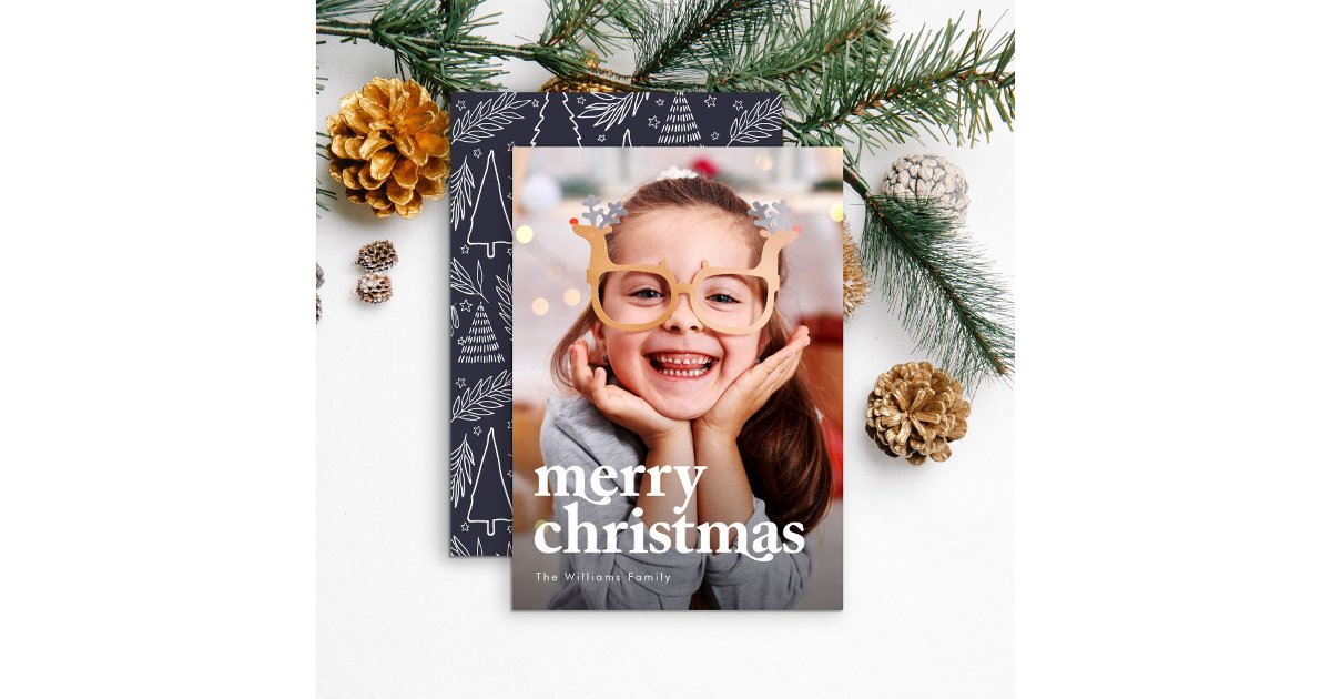 Modern Typography Photo Holiday Card | Zazzle