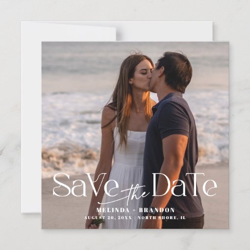 Modern Typography Photo Wedding Magnetic Invitation | Zazzle
