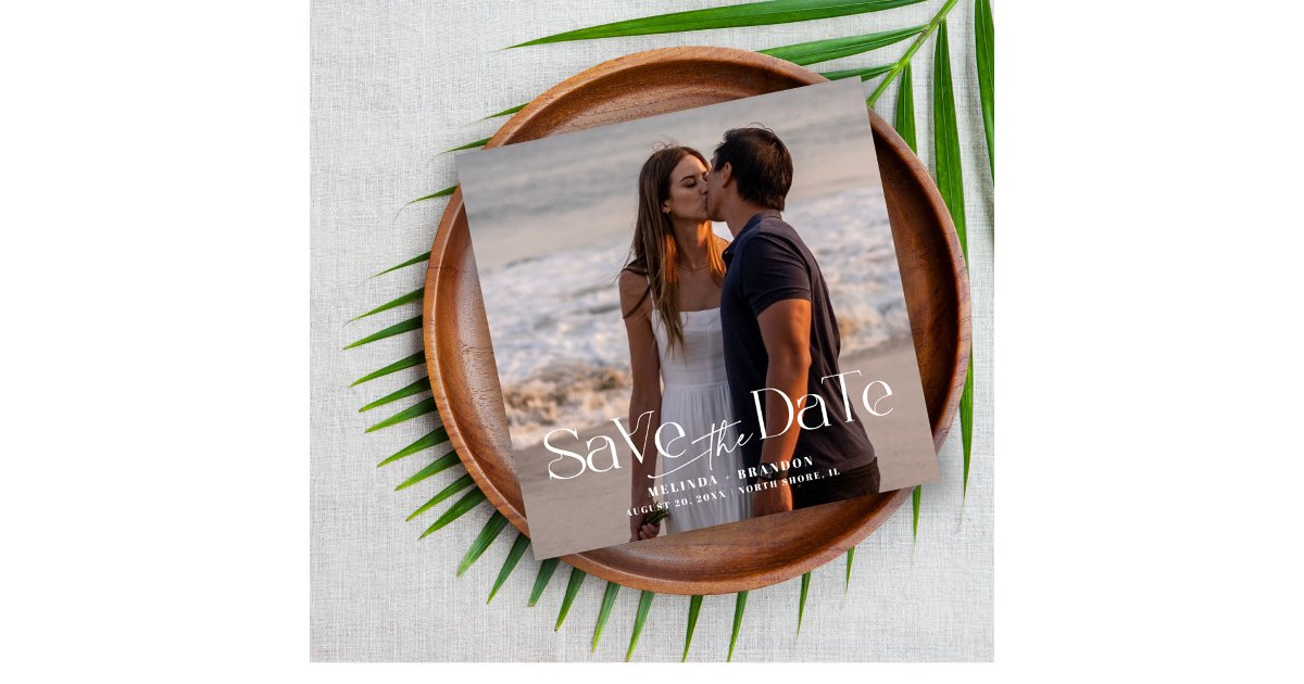 Modern Typography Photo Wedding Magnetic Invitation | Zazzle