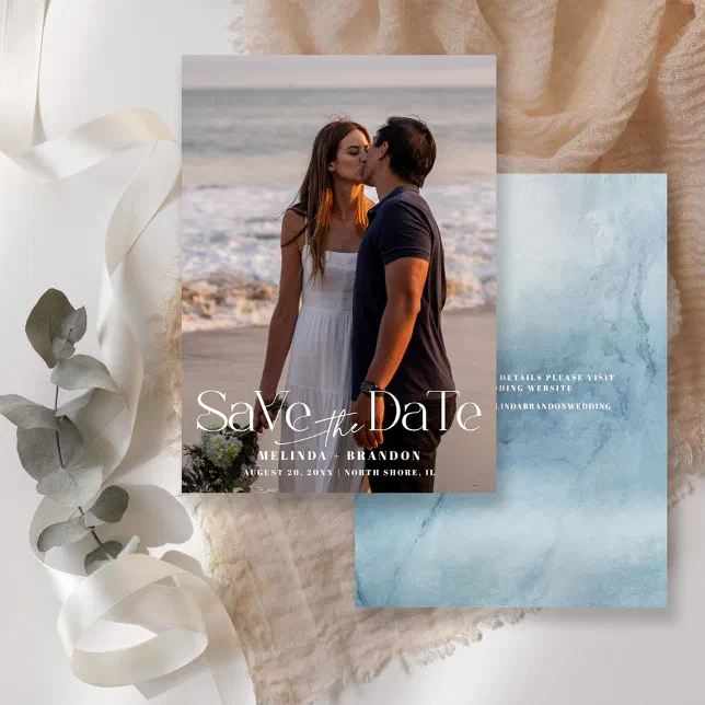 Modern Typography Photo Wedding Save The Date | Zazzle