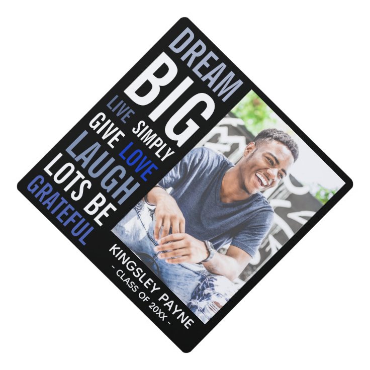 Modern Typography Quote & Photo Graduate Graduation Cap Topper | Zazzle