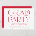 Modern Typography Red Graduation Party Invitation | Zazzle
