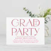Modern Typography Red Graduation Party Invitation | Zazzle