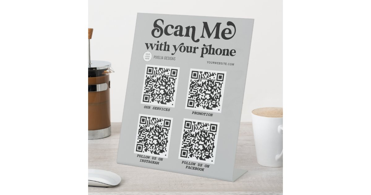 Modern typography scannable QR code business sign | Zazzle Modern typography scannable QR code business sign | Zazzle