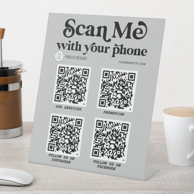 Modern typography scannable QR code business sign | Zazzle