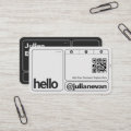 Modern Typography Scannable QR Code Hello Business Card | Zazzle