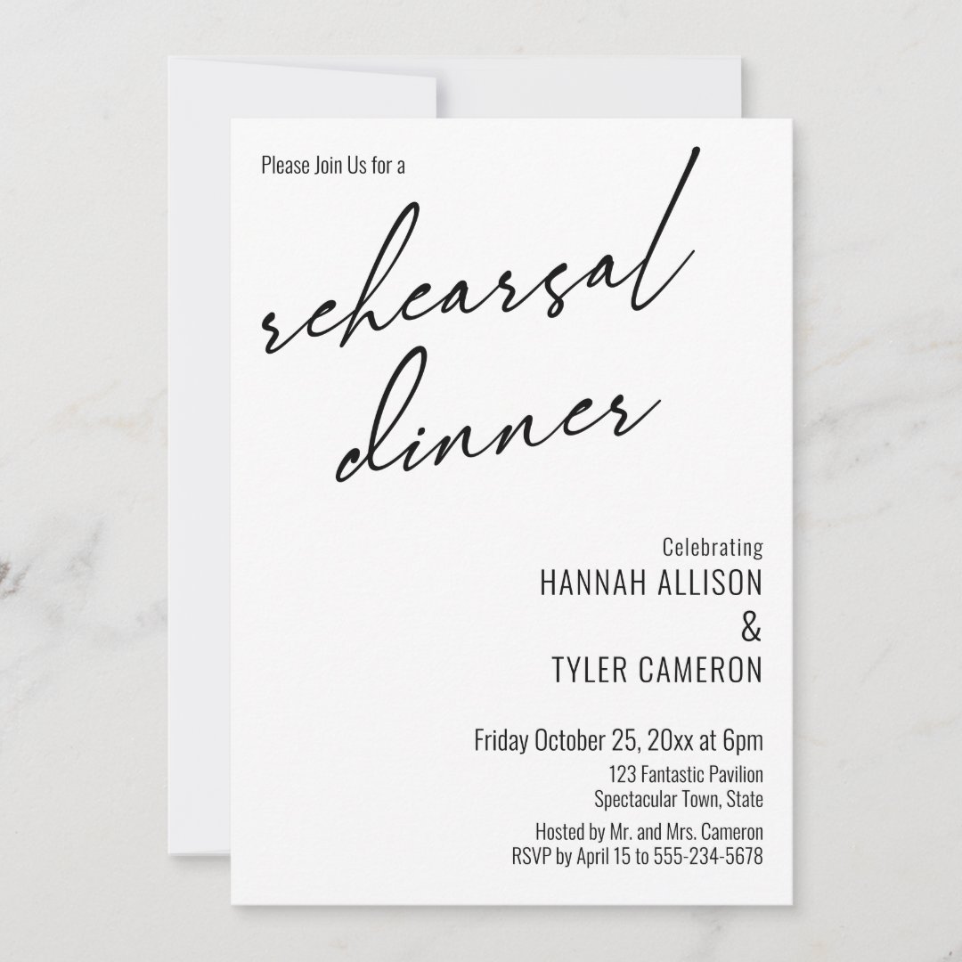 Modern Typography Simple Rehearsal Dinner Invitation | Zazzle