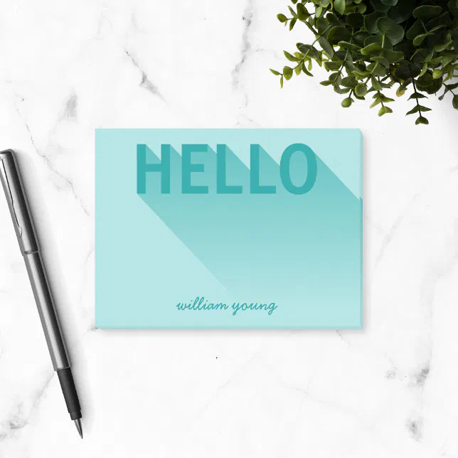 Modern Typography Teal Hello Post-it Notes | Zazzle