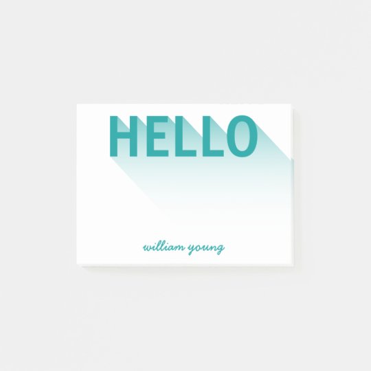 Modern Typography Teal Hello Post-it Notes | Zazzle.com