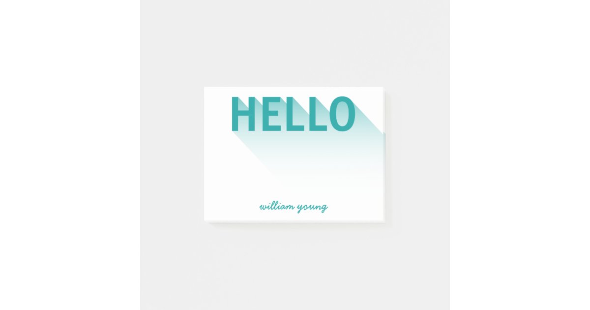 Modern Typography Teal Hello Post-it Notes | Zazzle
