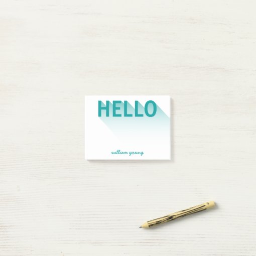 Modern Typography Teal Hello Post-it Notes | Zazzle