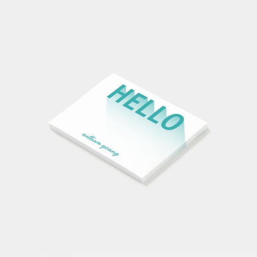 Modern Typography Teal Hello Post-it Notes | Zazzle