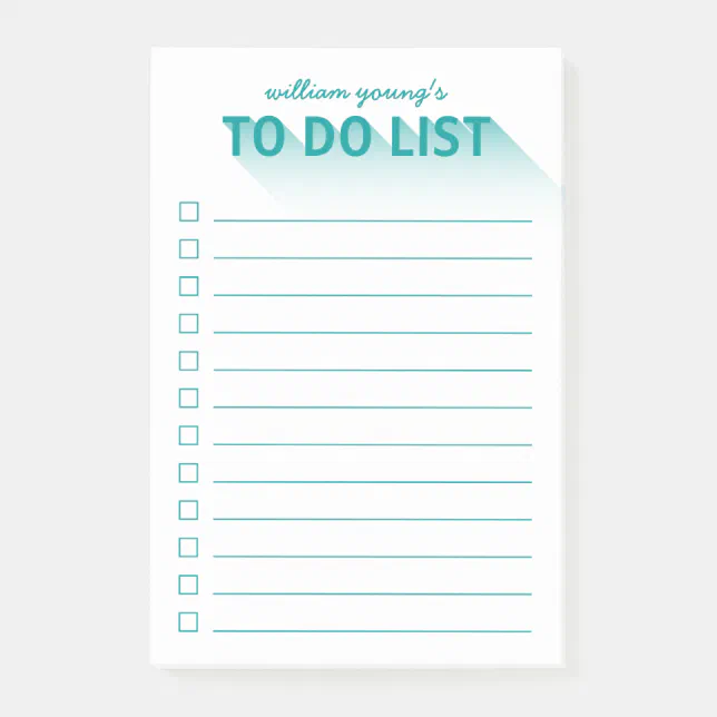 Modern Typography Teal To Do List Post-it Notes | Zazzle