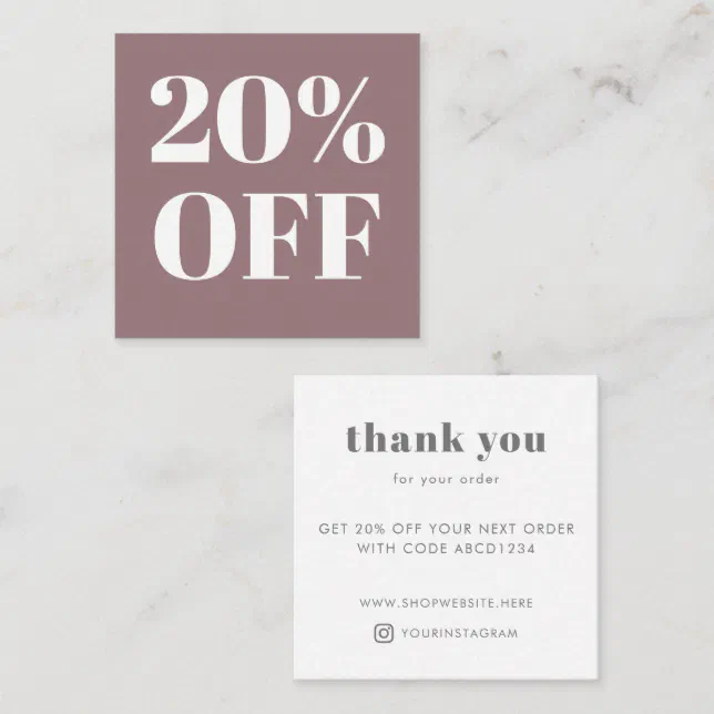 Modern Typography Thank You Small Business Discount Card | Zazzle