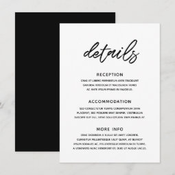 Modern typography wedding guest information card | Zazzle