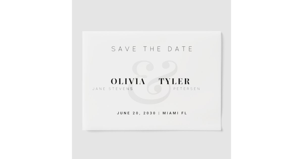 Modern typography wedding save the date overlay vellum invitations | Zazzle