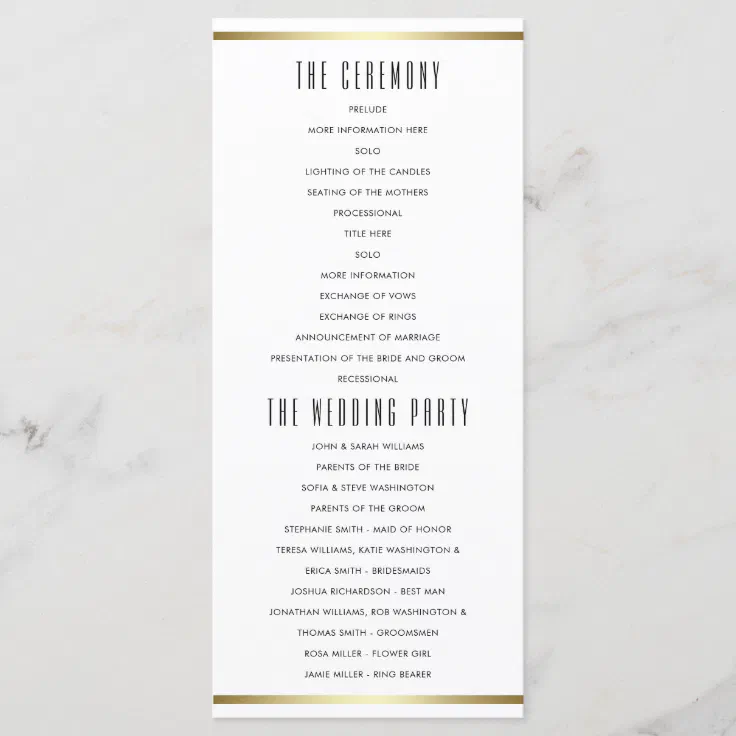 Modern Typography | White & Gold Wedding Program | Zazzle