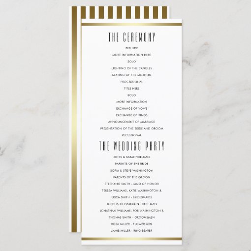 Modern Typography | White & Gold Wedding Program | Zazzle