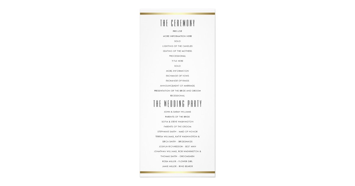 Modern Typography | White & Gold Wedding Program | Zazzle.com