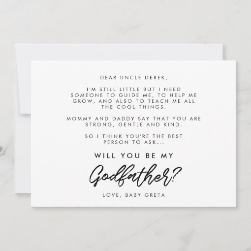 Modern typography Will you be my Godfather card | Zazzle