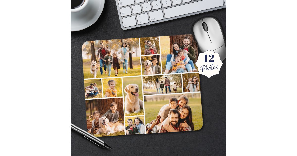 Modern Unique 12 Photo Collage Mouse Pad | Zazzle