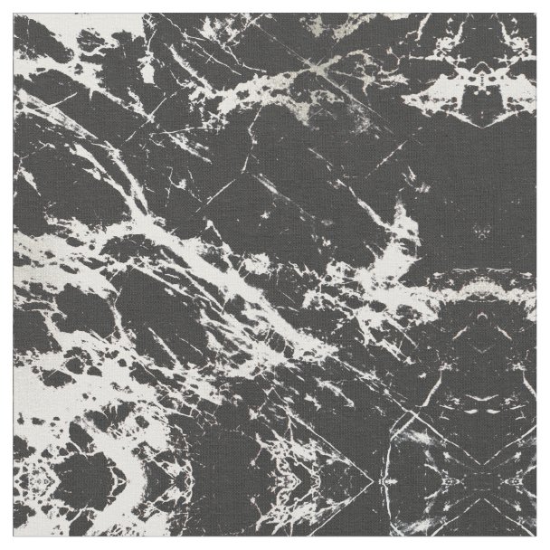 Black and White Modern Faux Marble Pattern Fabric | Zazzle