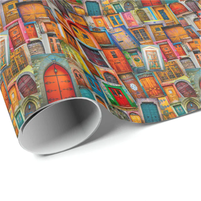 Modern Unique Vintage Door Art Photography Wrapping Paper | Zazzle