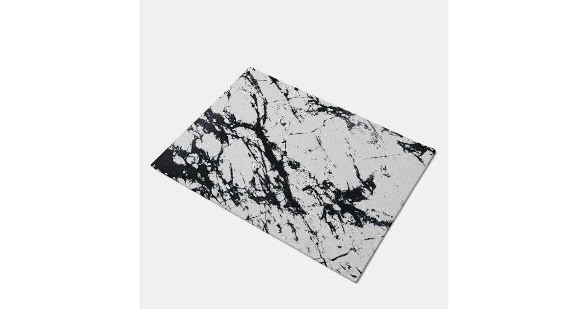 Modern Unique White Black Marble Stone Pattern Doormat | Zazzle
