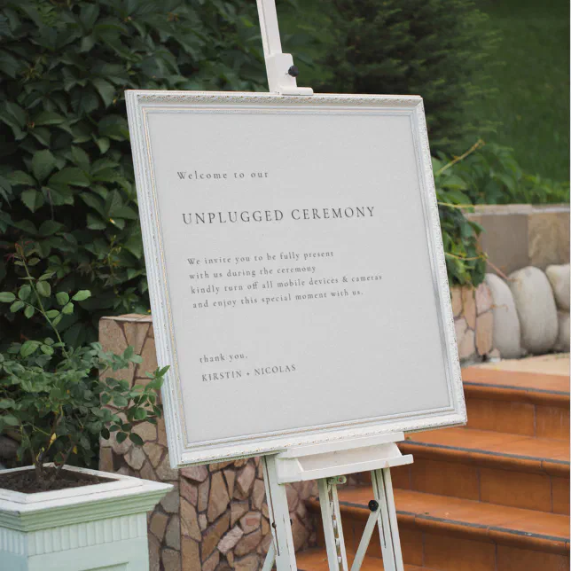 Modern Unplugged Ceremony Wedding Sign | Zazzle