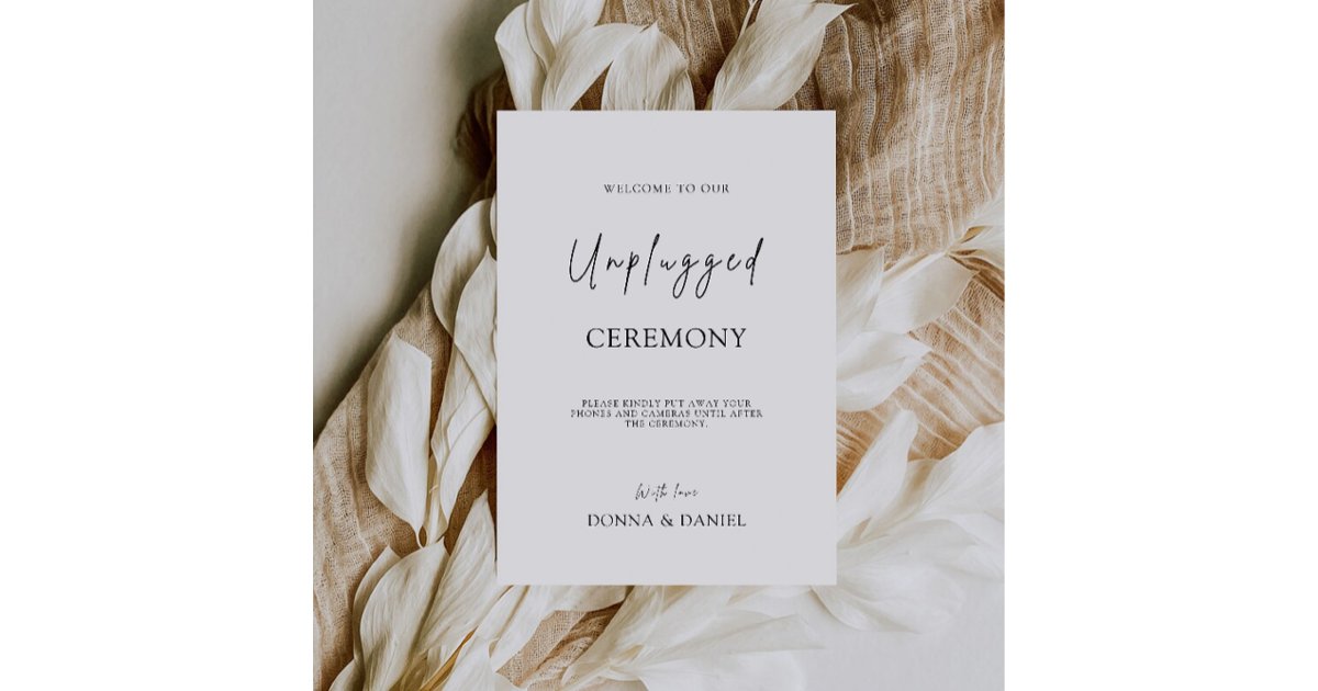 Modern Unplugged Ceremony Wedding Sign, Invitation | Zazzle