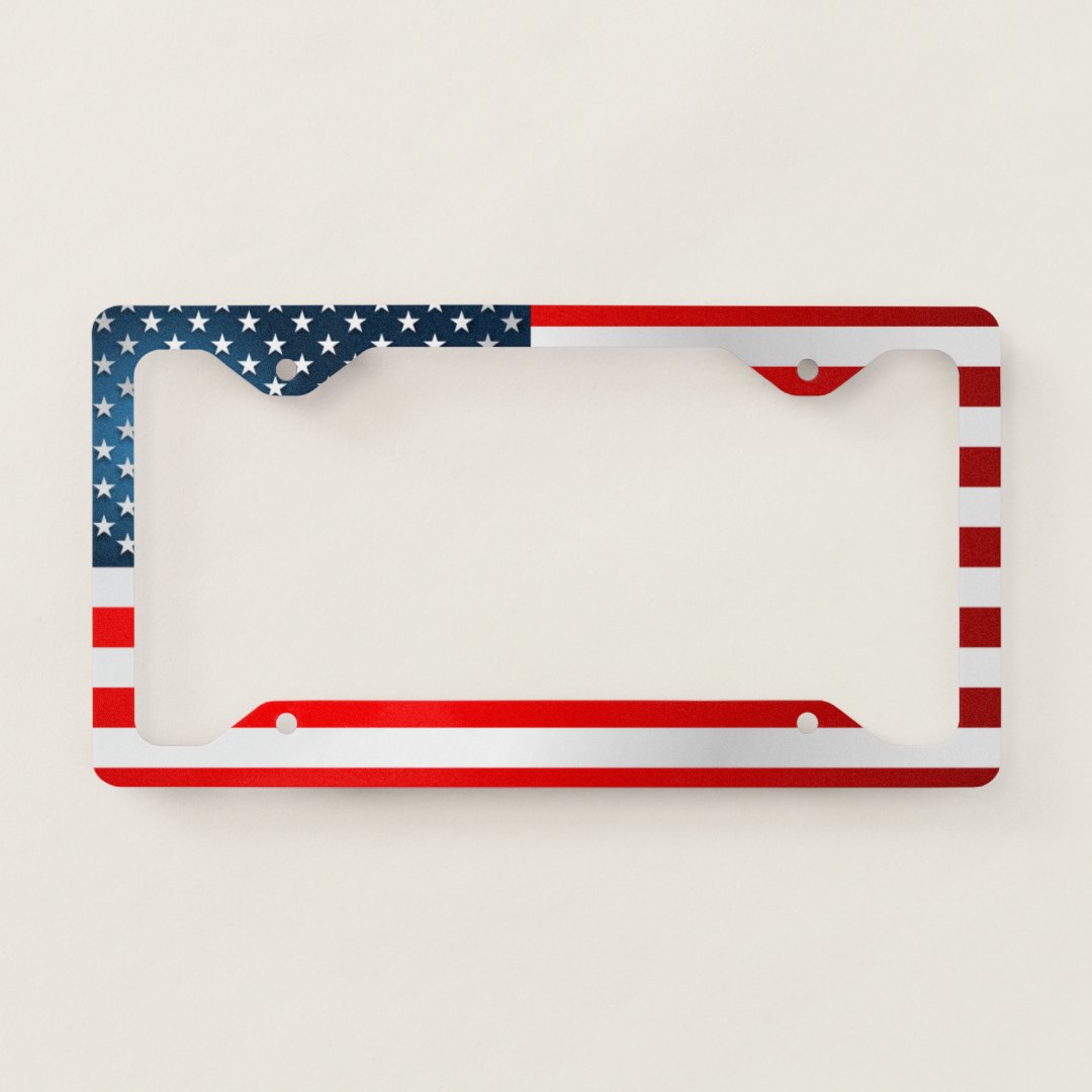 Modern US Flag License Plate Frame | Zazzle