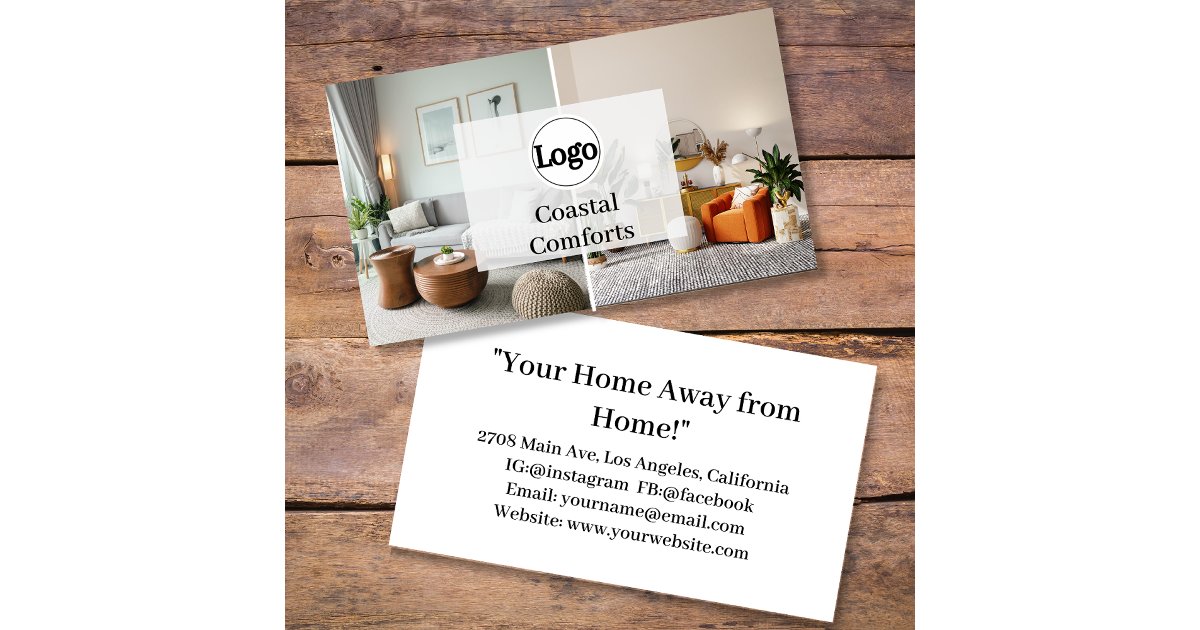Modern Vacation Rental Custom Logo Business Card | Zazzle