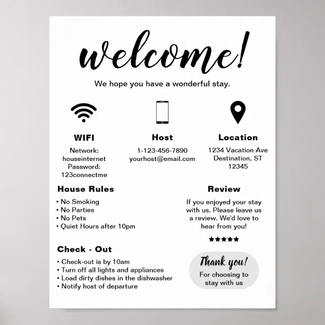 Modern Vacation Rental House Welcome Poster | Zazzle