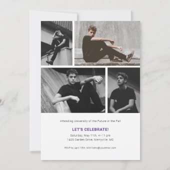 Modern Varsity Photo Grad Invitation Card | Zazzle