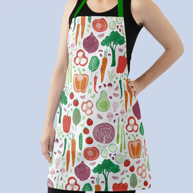 Modern Vegetable Pattern Apron | Zazzle