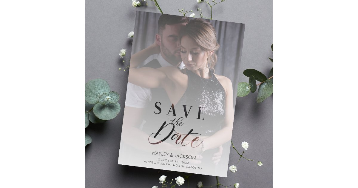 Modern Vellum Transparency Wedding Photo Script Magnetic Invitation ...