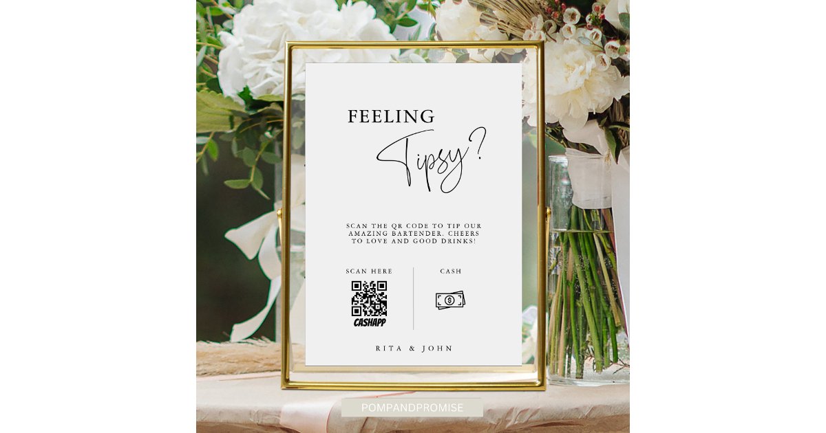 Modern Venmo Tip Your Bartender Wedding Sign | Zazzle